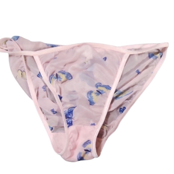 Intimates & Sleepwear | Vintage Floral Pink Sheer String Bikinis ...